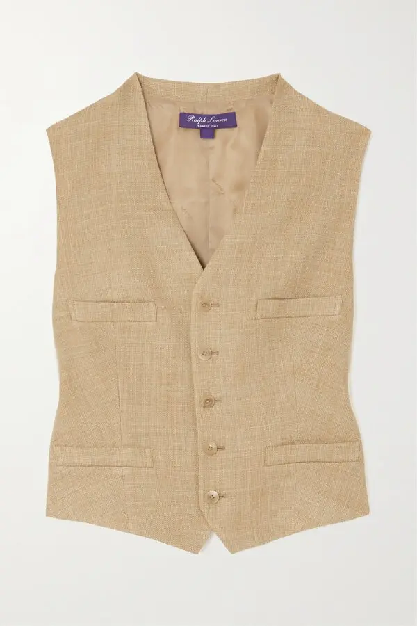 Ralph Lauren Jaiden Checked Silk And Linen-blend Tweed Vest