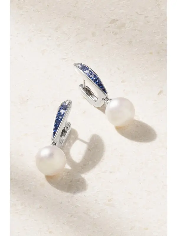 Mikimoto 18-karat Pearl And Sapphire Earrings