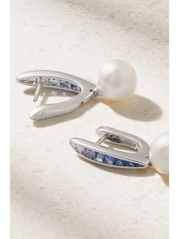 Mikimoto 18-karat Pearl And Sapphire Earrings