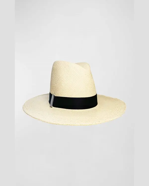 Gigi Burris Millinery Jeanne Straw Fedora - Natural Black  display picture 2