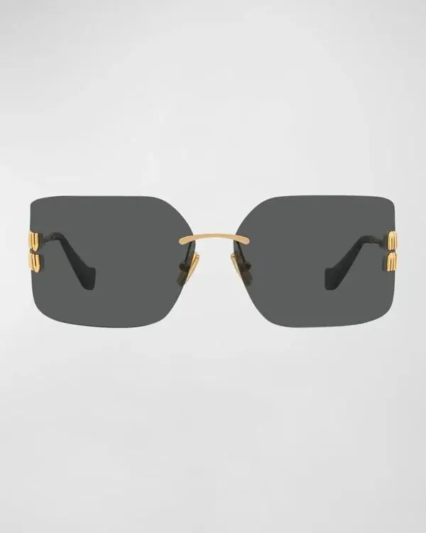 Miu Miu Rimless Wrap Sunglasses - Dark Grey