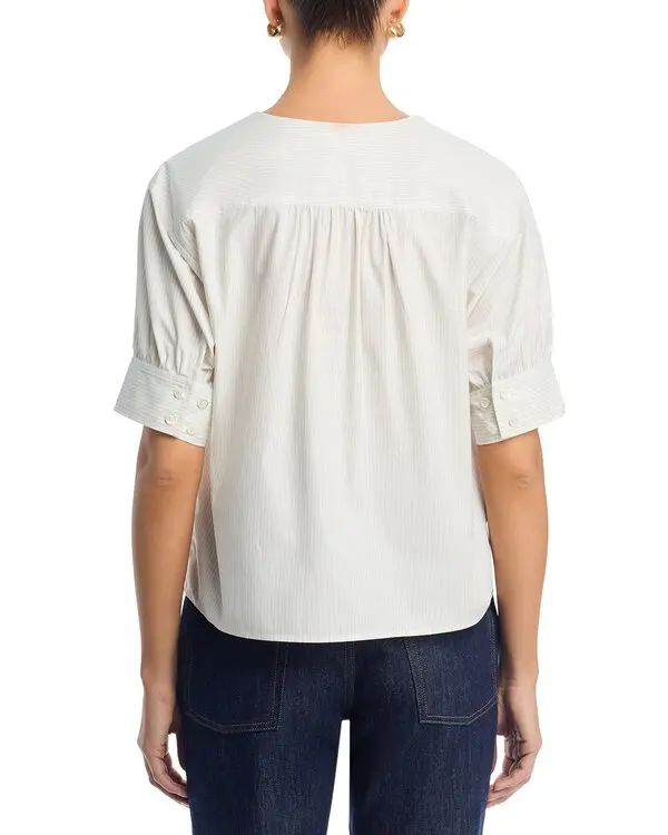 FRAME V-neck Top - Cream Multi