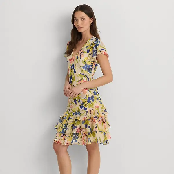Ralph Lauren Floral Georgette Drop-Waist Dress In Cream/Blue Multi - 26%  Off | Editorialist