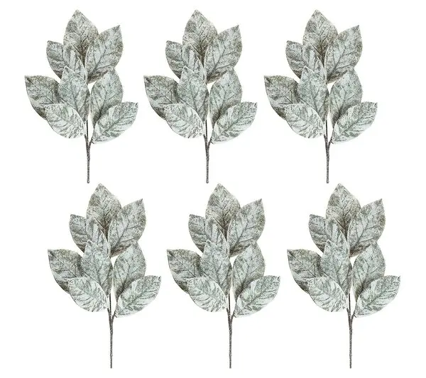 MELROSE Frosted Magnolia Leaf Spray