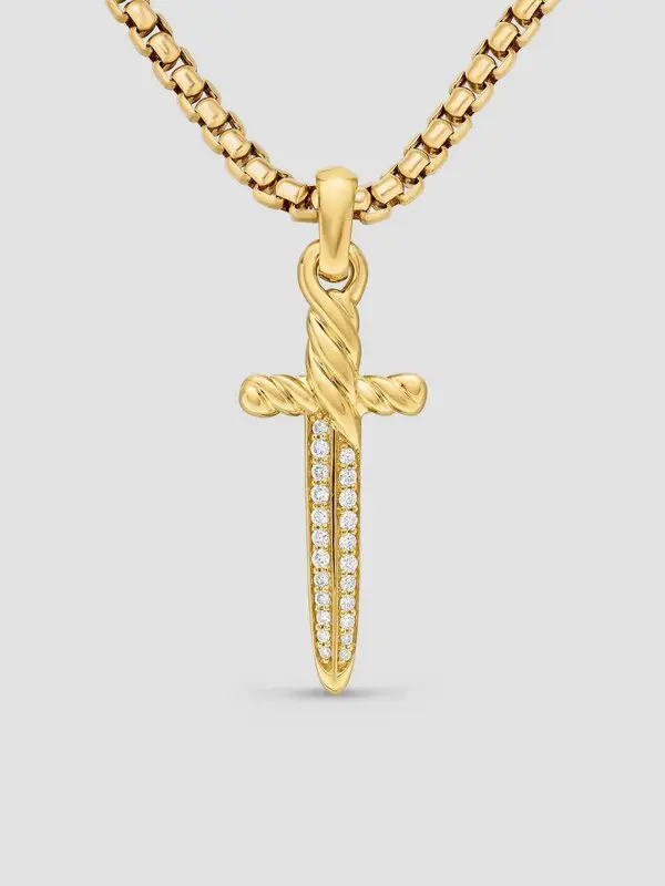 David Yurman Petrvs Dagger Amulet In 18k With Diamonds, 31.5mm - Diamond