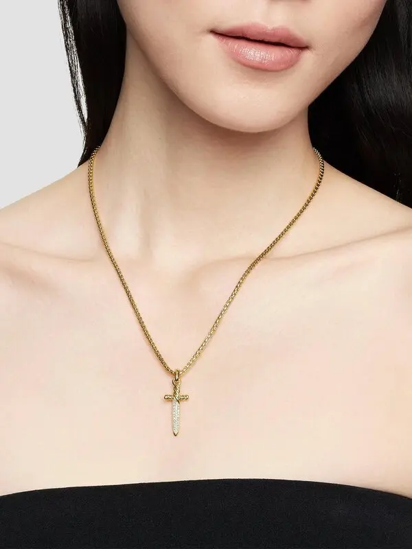 David Yurman Petrvs Dagger Amulet In 18k With Diamonds, 31.5mm