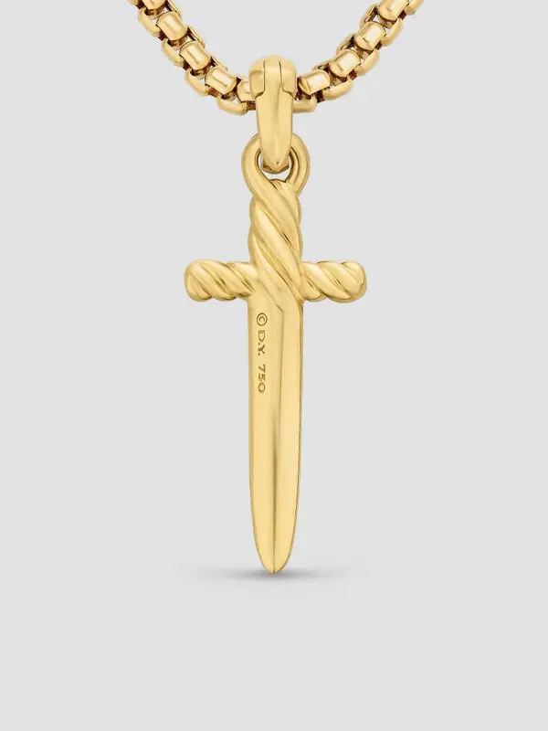 David Yurman Petrvs Dagger Amulet In 18k With Diamonds, 31.5mm