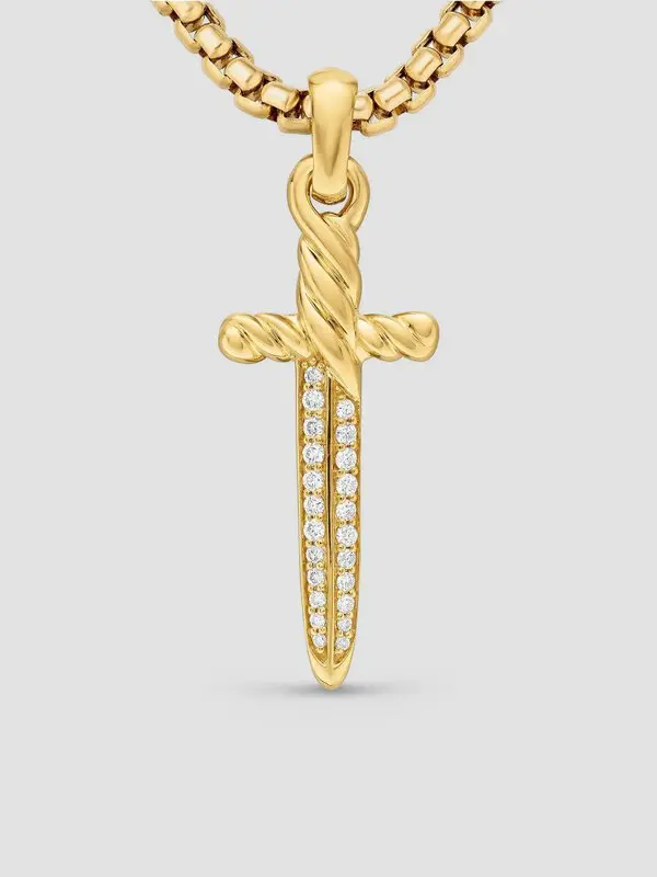 David Yurman Petrvs Dagger Amulet In 18k With Diamonds, 31.5mm