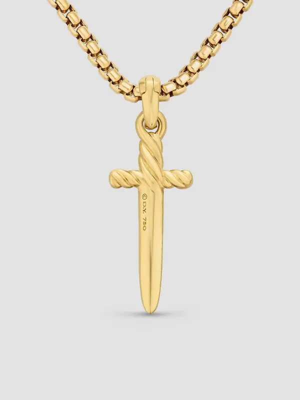 David Yurman Petrvs Dagger Amulet In 18k With Diamonds, 31.5mm