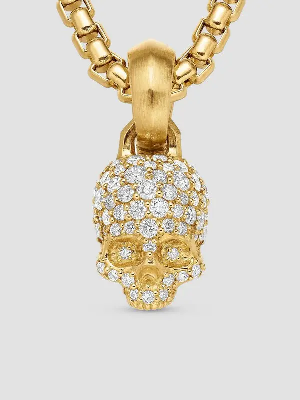David Yurman Skull Amulet With Full Pavé Diamonds And 18k 19.3mm
