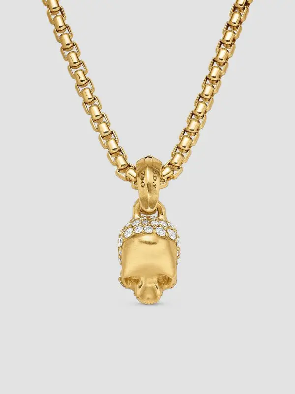David Yurman Skull Amulet With Full Pavé Diamonds And 18k 19.3mm