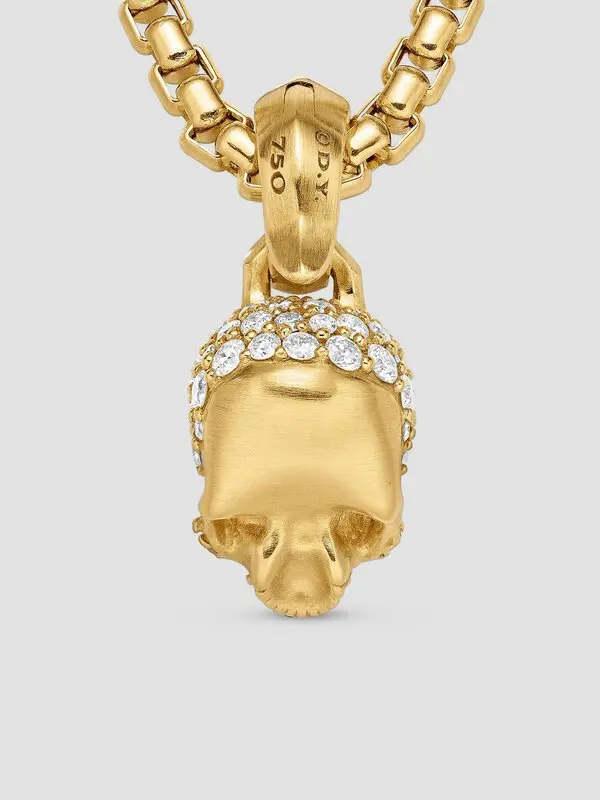 David Yurman Skull Amulet With Full Pavé Diamonds And 18k 19.3mm