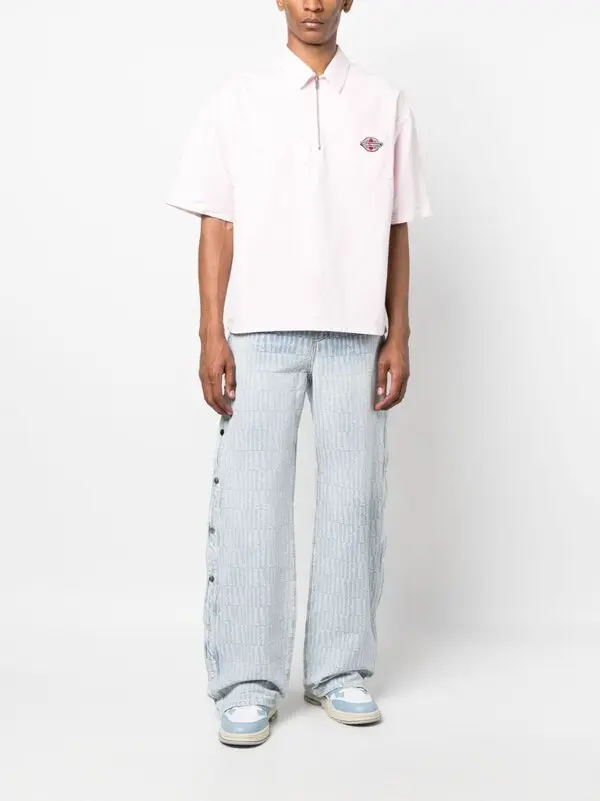 Amiri Jacquard Logo Snap-off Wide Leg Jeans