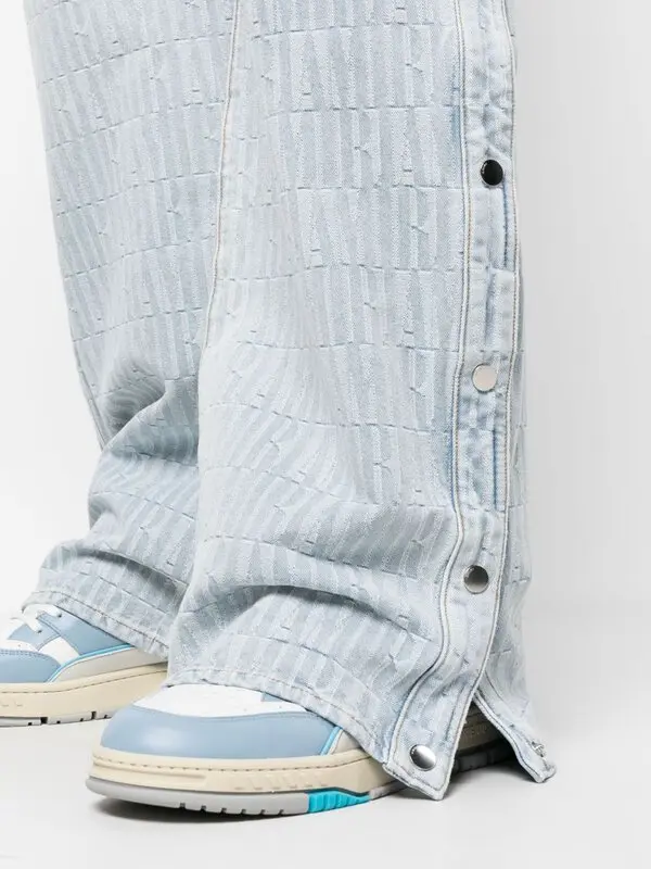 Amiri Jacquard Logo Snap-off Wide Leg Jeans