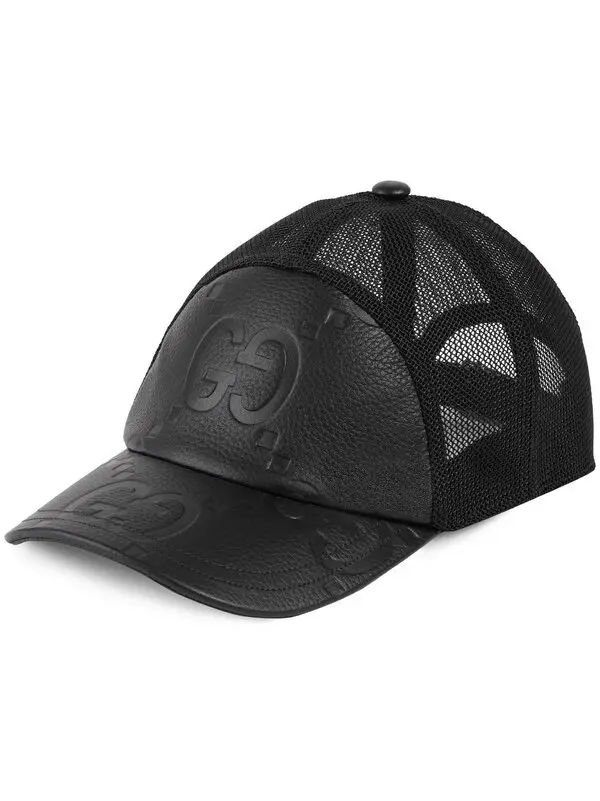 Gucci Jumbo Gg Leather Baeball Cap - Black | Editorialist