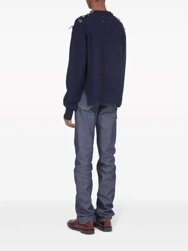 MAISON MARGIELA Cut-out Intarsia-knit Jumper - Blue