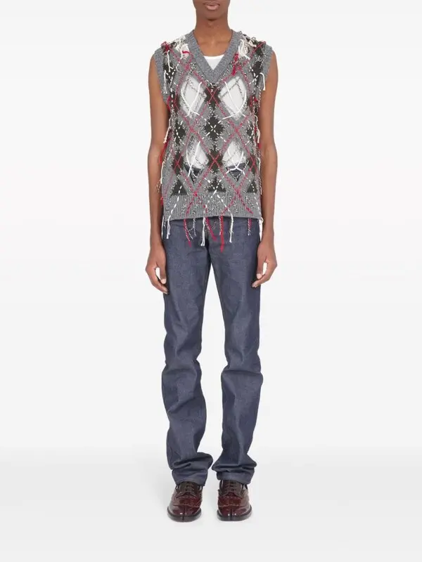 MAISON MARGIELA Cut-out Intarsia Knit Vest