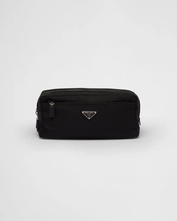 Prada Re-nylon And Saffiano Leather Travel Pouch - Black