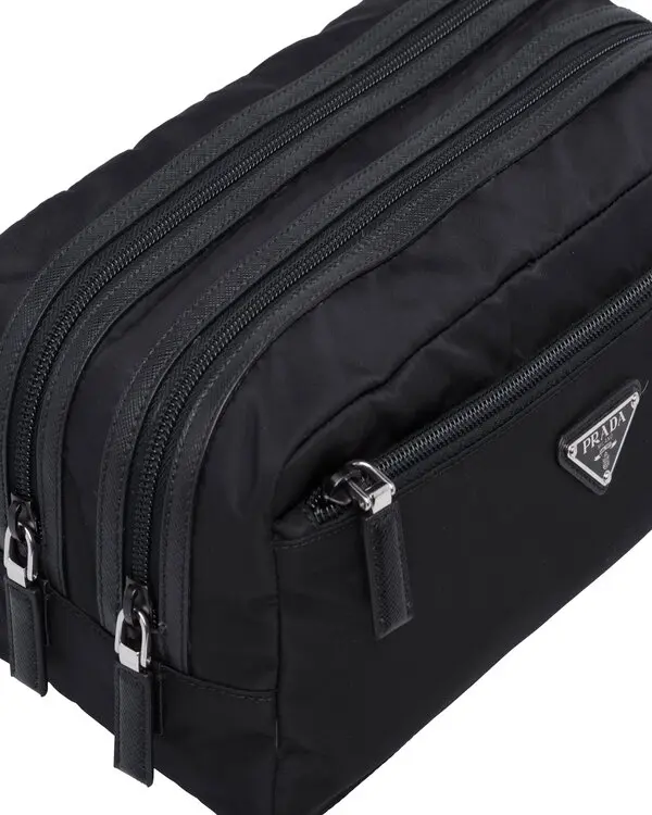 Prada Re-nylon And Saffiano Leather Travel Pouch