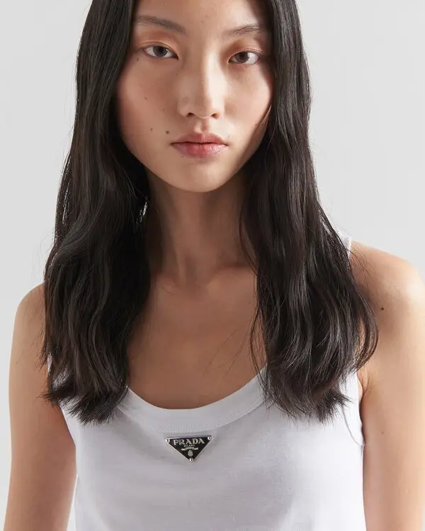 Prada Jersey Cropped Top - White