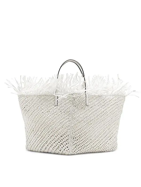 Oscar De La Renta Medium Raffia Crochet Square Tote
