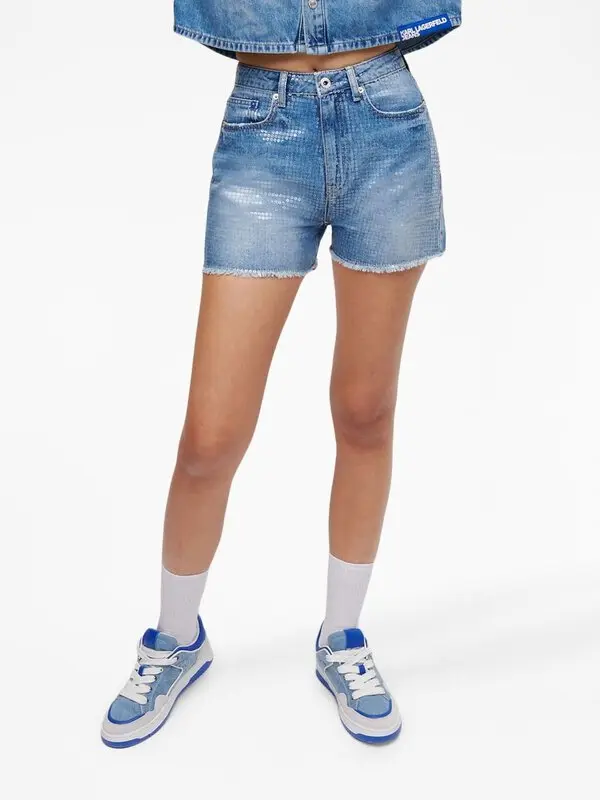 Karl Lagerfeld Sequin-embellished Denim Shorts
