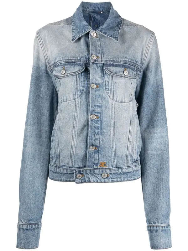 COURREGES Strap-embellished Denim Jacket - Blue