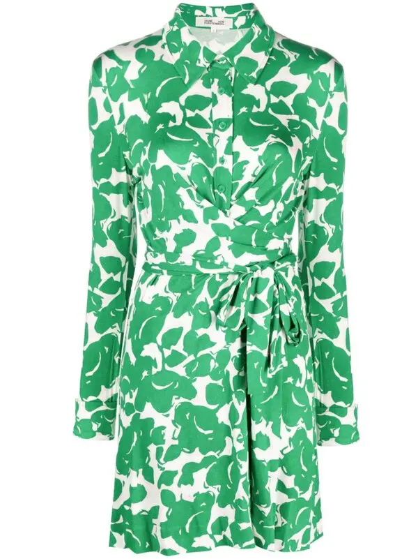 Diane Von Furstenberg Didi Floral-print Shirtdress - Green
