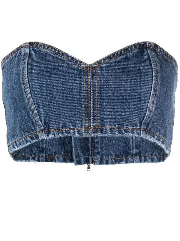 MONOT Denim Bandeau Top