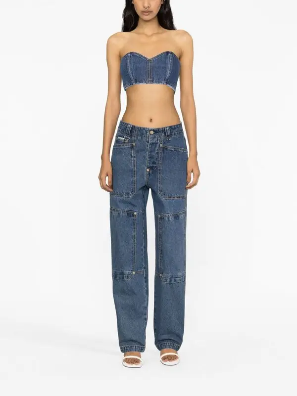 MONOT Denim Bandeau Top