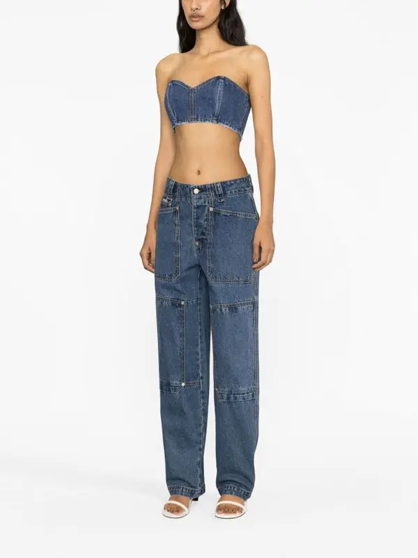MONOT Denim Bandeau Top