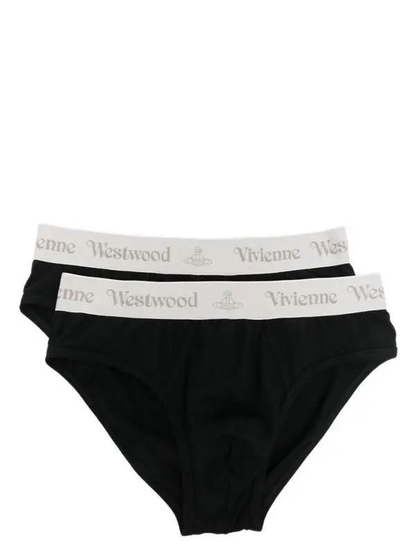 VIVIENNE WESTWOOD Logo-waistband Cotton Briefs - Black