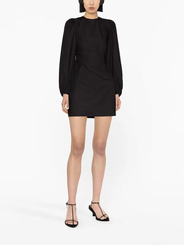 GANNI Open-back Organic Cotton Minidress - Black
