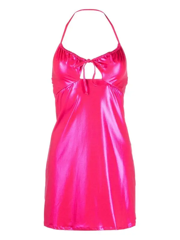 Moschino Metallic-Sheen Halterneck Beach Dress In Pink - 50% Off |  Editorialist