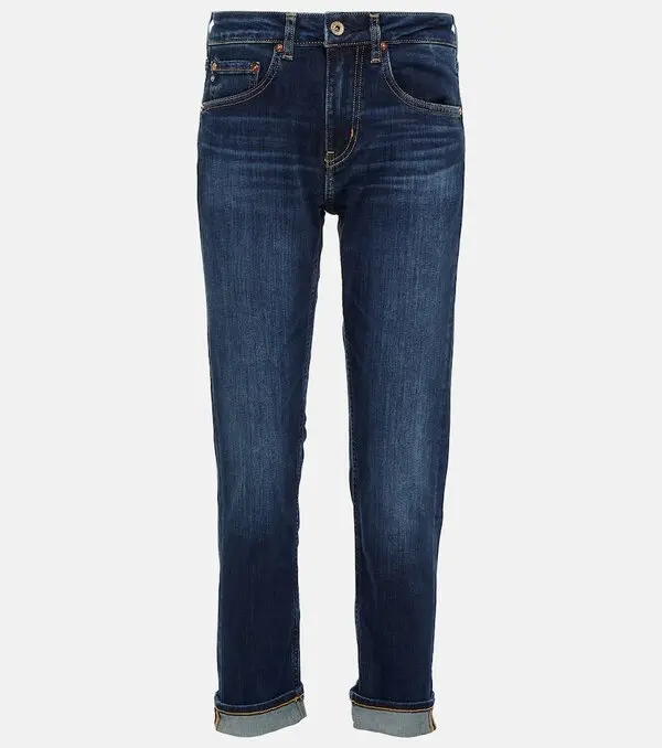 Ag Girlfriend Mid-rise Slim Jeans - Blue