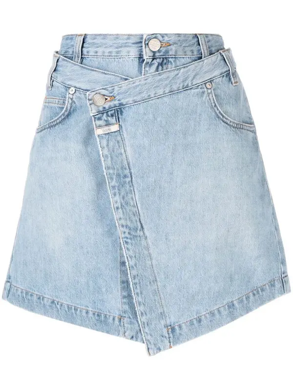 Closed Wrap-design Denim Miniskirt
