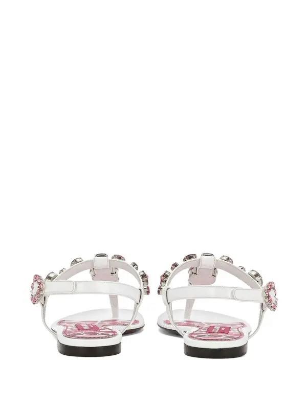 Dolce & Gabbana Majolica-print Crystal-embellished Sandals - White