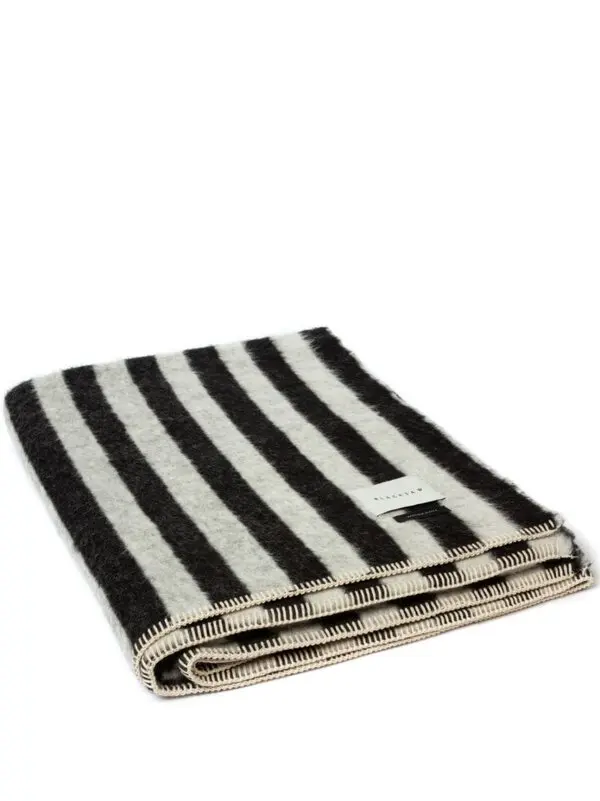BLACKSAW Heirloom Striped Blanket - Black