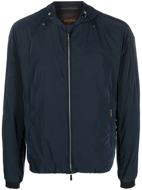 MOORER Zip-up Hooded Jacket - Blue