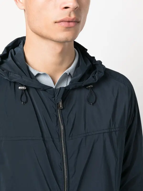 MOORER Zip-up Hooded Jacket - Blue