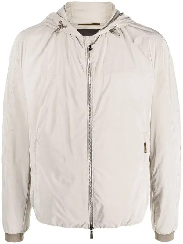 MOORER Logo-tag Zip-up Jacket - Neutrals