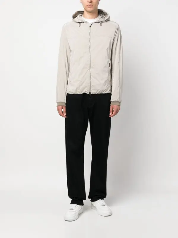 MOORER Logo-tag Zip-up Jacket - Neutrals