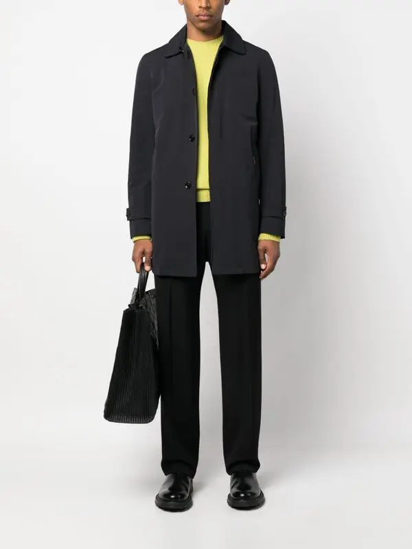 MOORER Classic-collar Trench Coat - Blue