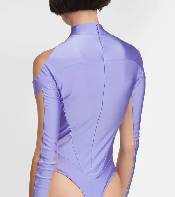 MUGLER Paneled Tulle Bodysuit