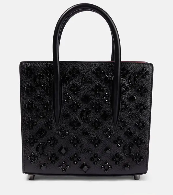 CHRISTIAN LOUBOUTIN Paloma Mini Embellished Leather Tote - Black