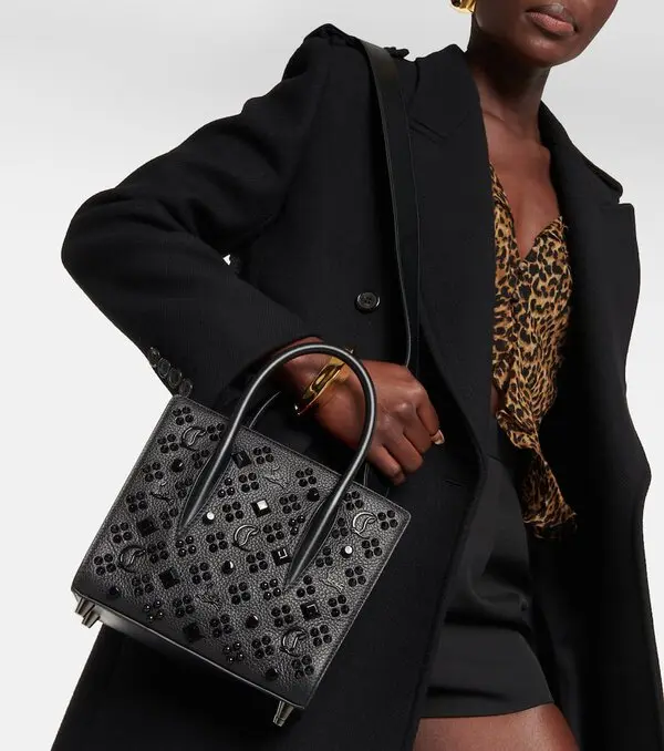 CHRISTIAN LOUBOUTIN Paloma Mini Embellished Leather Tote - Black