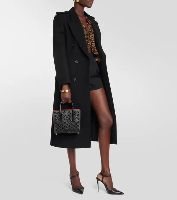 CHRISTIAN LOUBOUTIN Paloma Mini Embellished Leather Tote - Black