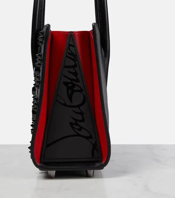 CHRISTIAN LOUBOUTIN Paloma Mini Embellished Leather Tote - Black