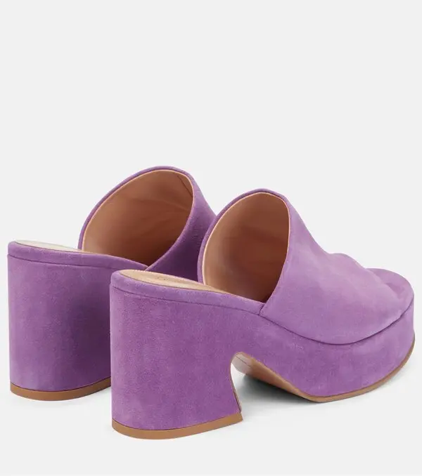 GIANVITO ROSSI Suede Platform Mules - Purple