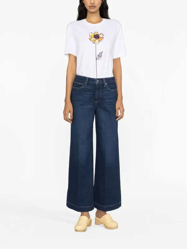 Paige Wide-leg Cropped Jeans - Blue